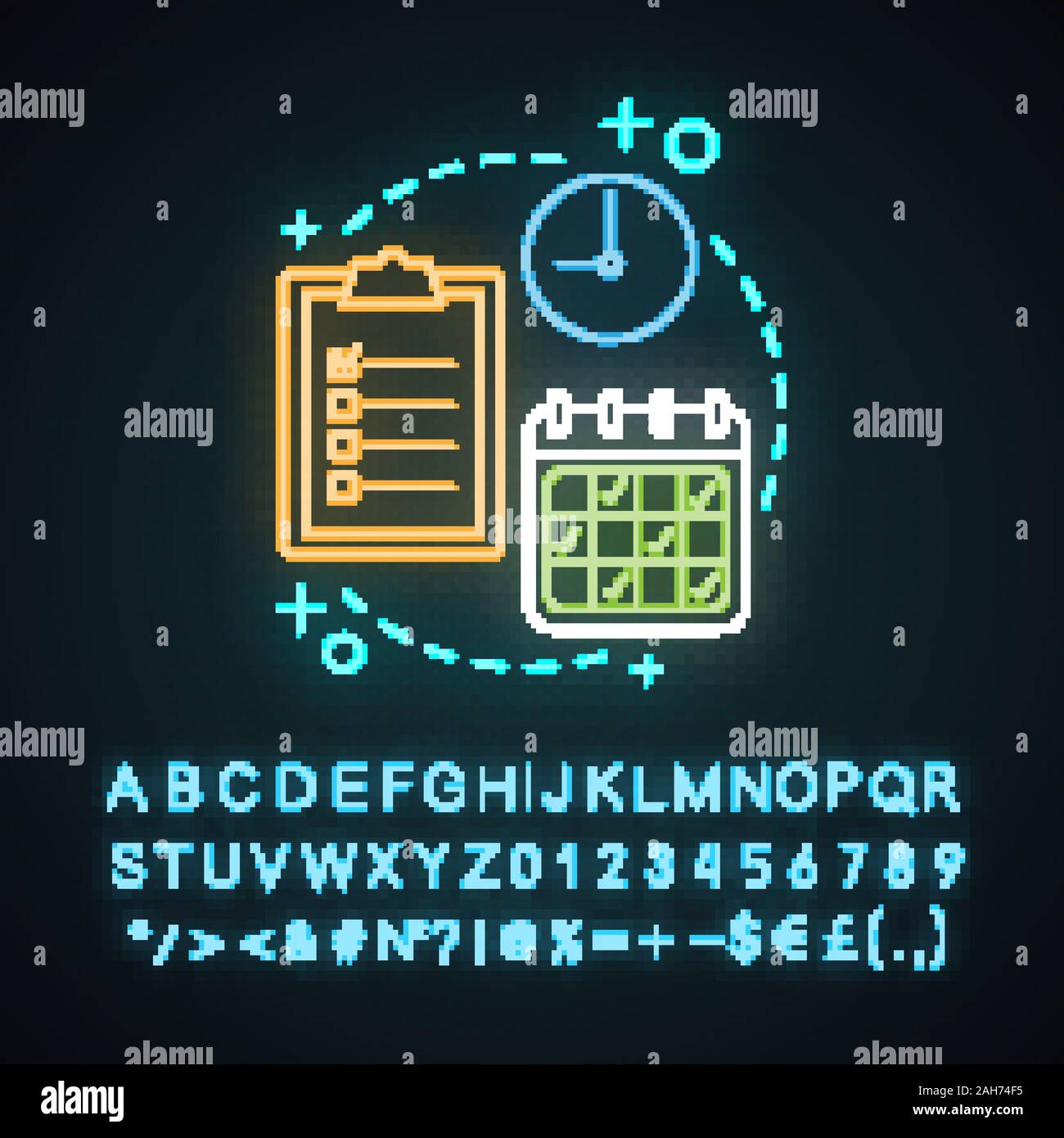 Planning neon light concept icon. Timetable. Schedule idea. Calendar ...
