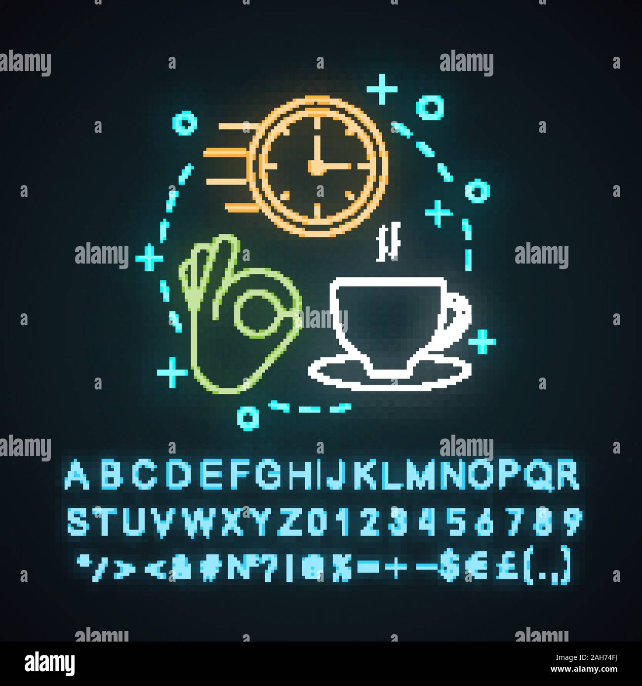 Quick and easy services neon light concept icon. Coffee break. Good ...