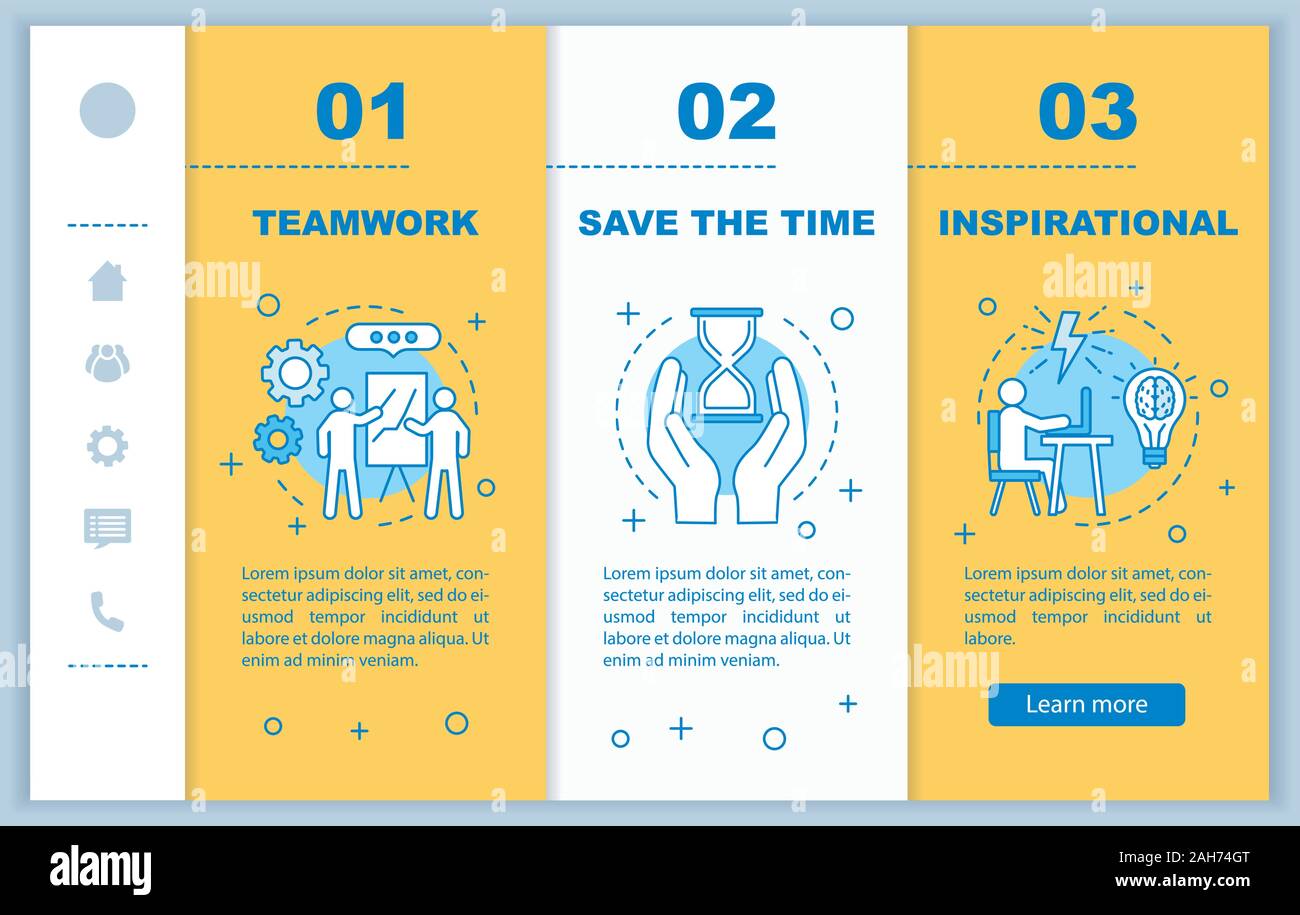 Professional success factors onboarding mobile web pages vector ...