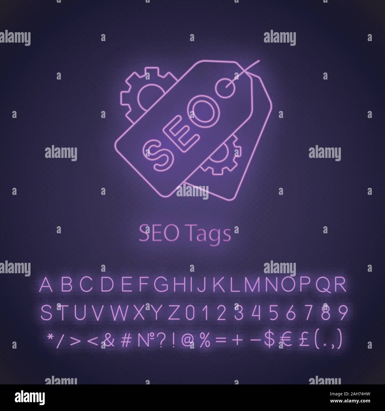SEO tags neon light icon. Meta tags. Search optimization. SEO marketing ...