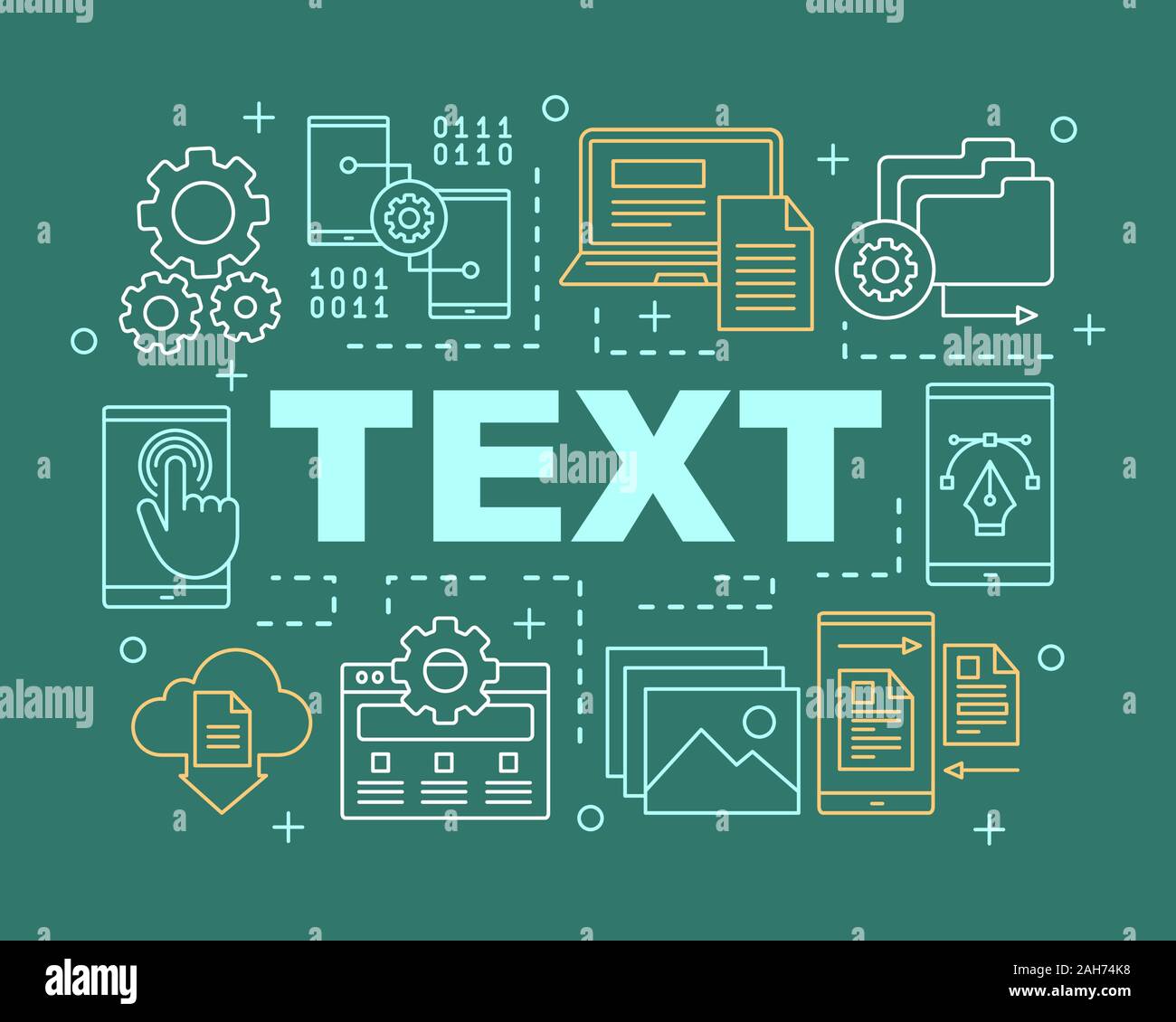 Mobile app word concepts banner. Data storage. Cloud computing. Digital ...