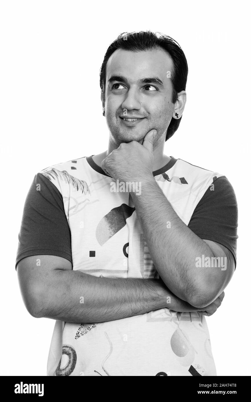 Vintage man thinking vintage hand Black and White Stock Photos & Images ...