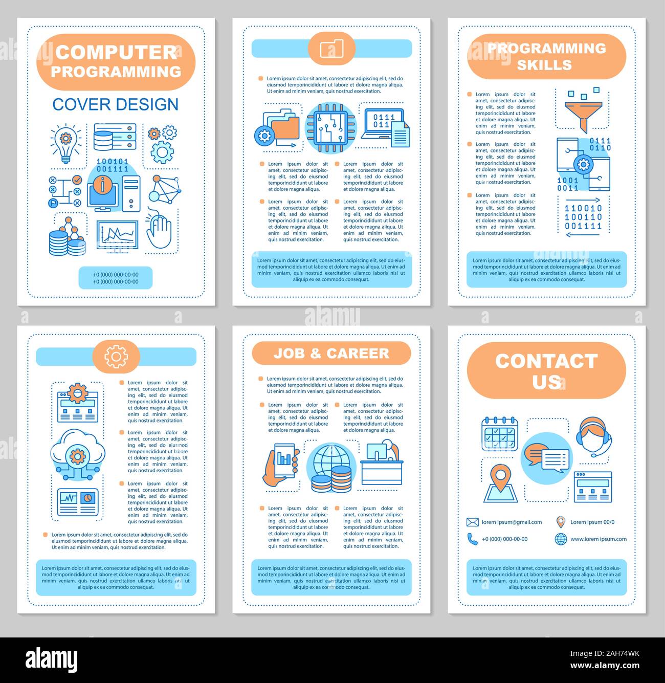 Computer programming brochure template layout. Software development ...