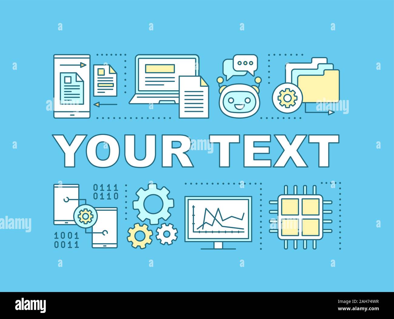 Computing word concepts banner. PC system. Big data. Hardware and ...