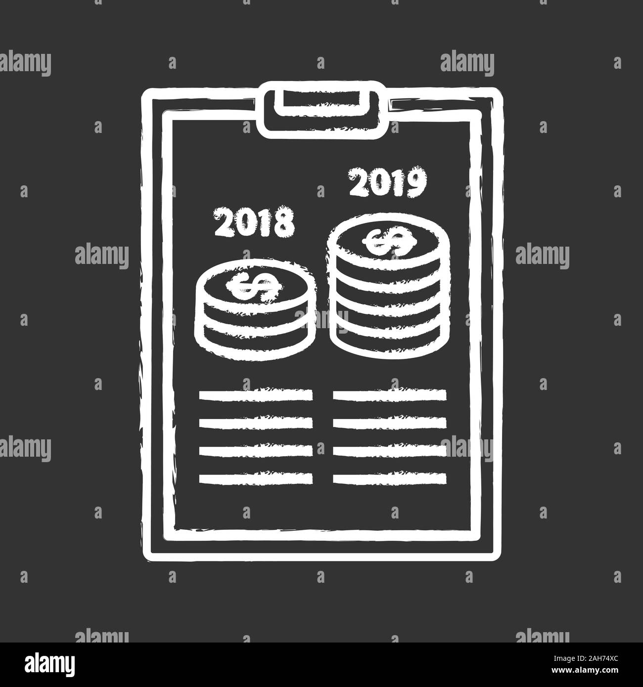 Annual report chalk icon. Profit and loss report. Financial statement ...