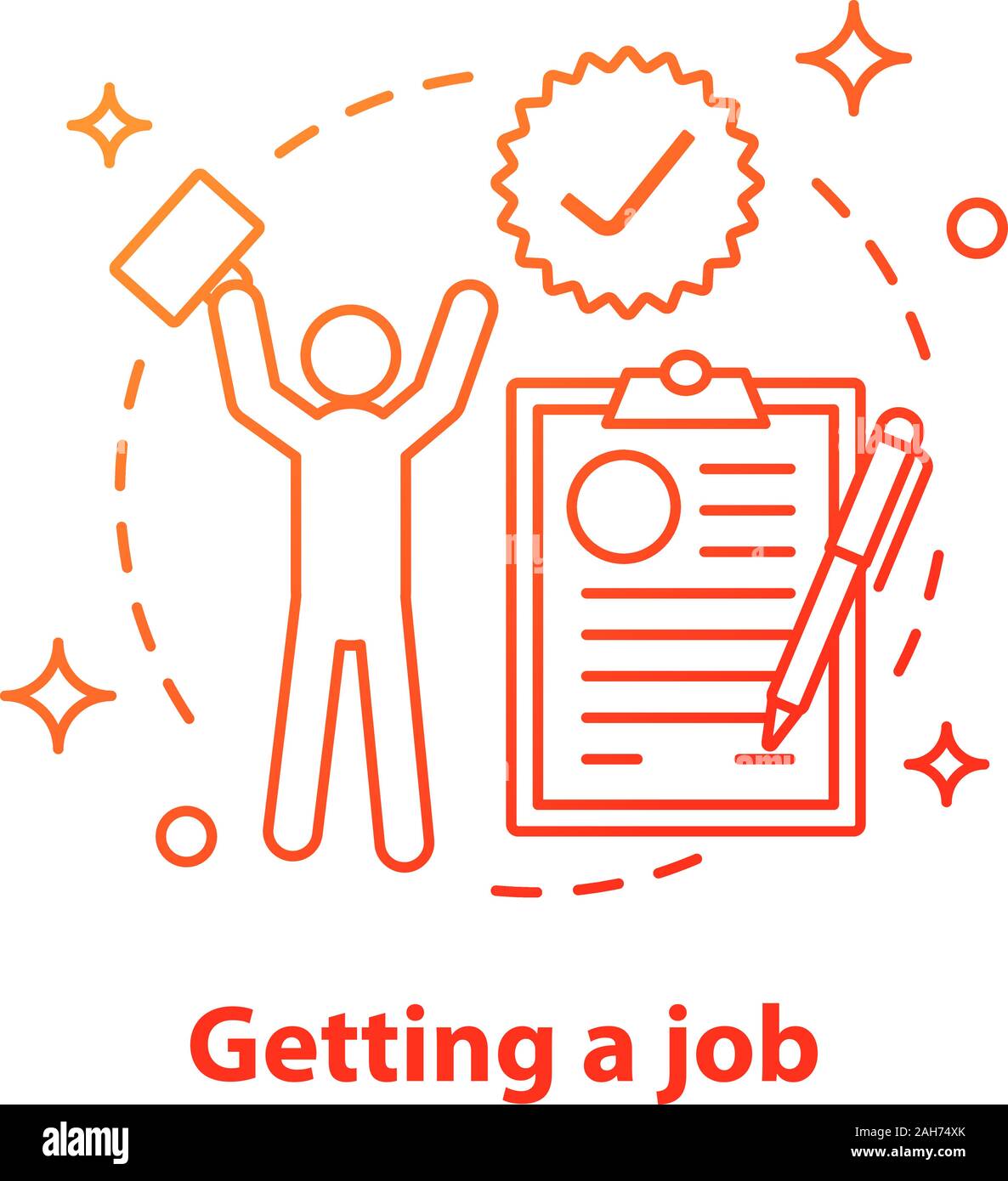 Job getting concept icon. Contract signing idea thin line illustration ...