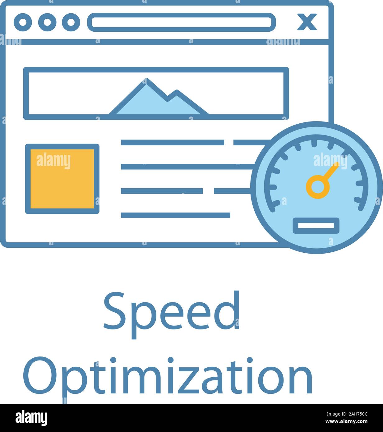 Website speed optimization color icon. Web hosting speed. Web performance. Website with ...