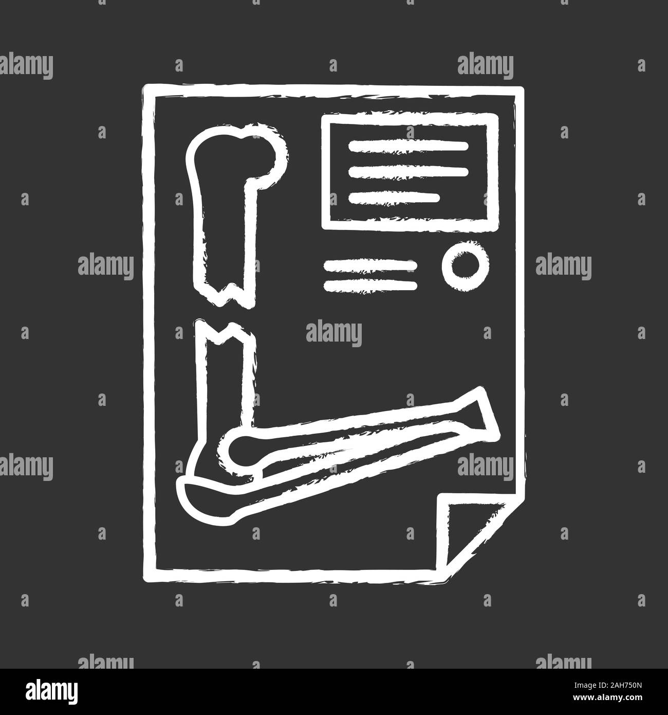Bone fracture diagnosis chalk icons. X-ray diagnostics. Broken arm ...
