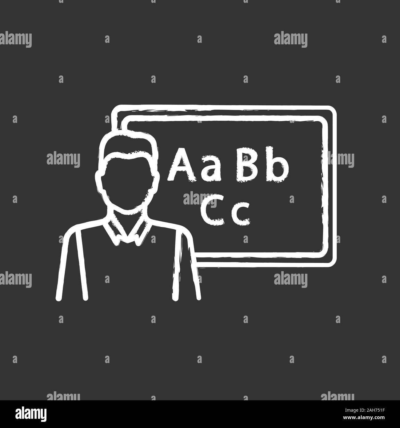 Native speaker chalk icon. Foreign language tutor. Philologist, teacher ...