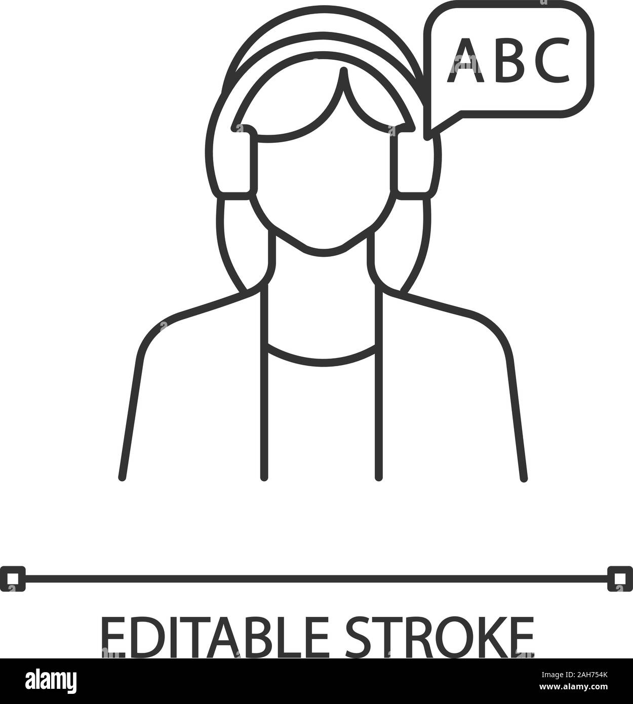 Listening linear icon. Basic language skills. Thin line illustration ...