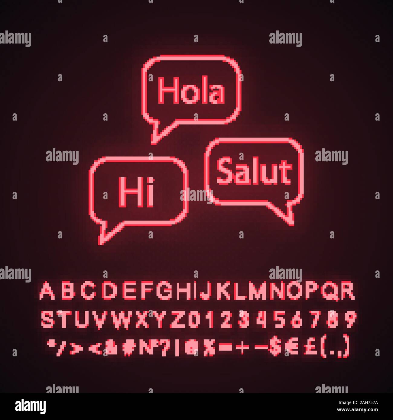 Language courses neon light icon. Elementary language proficiency ...