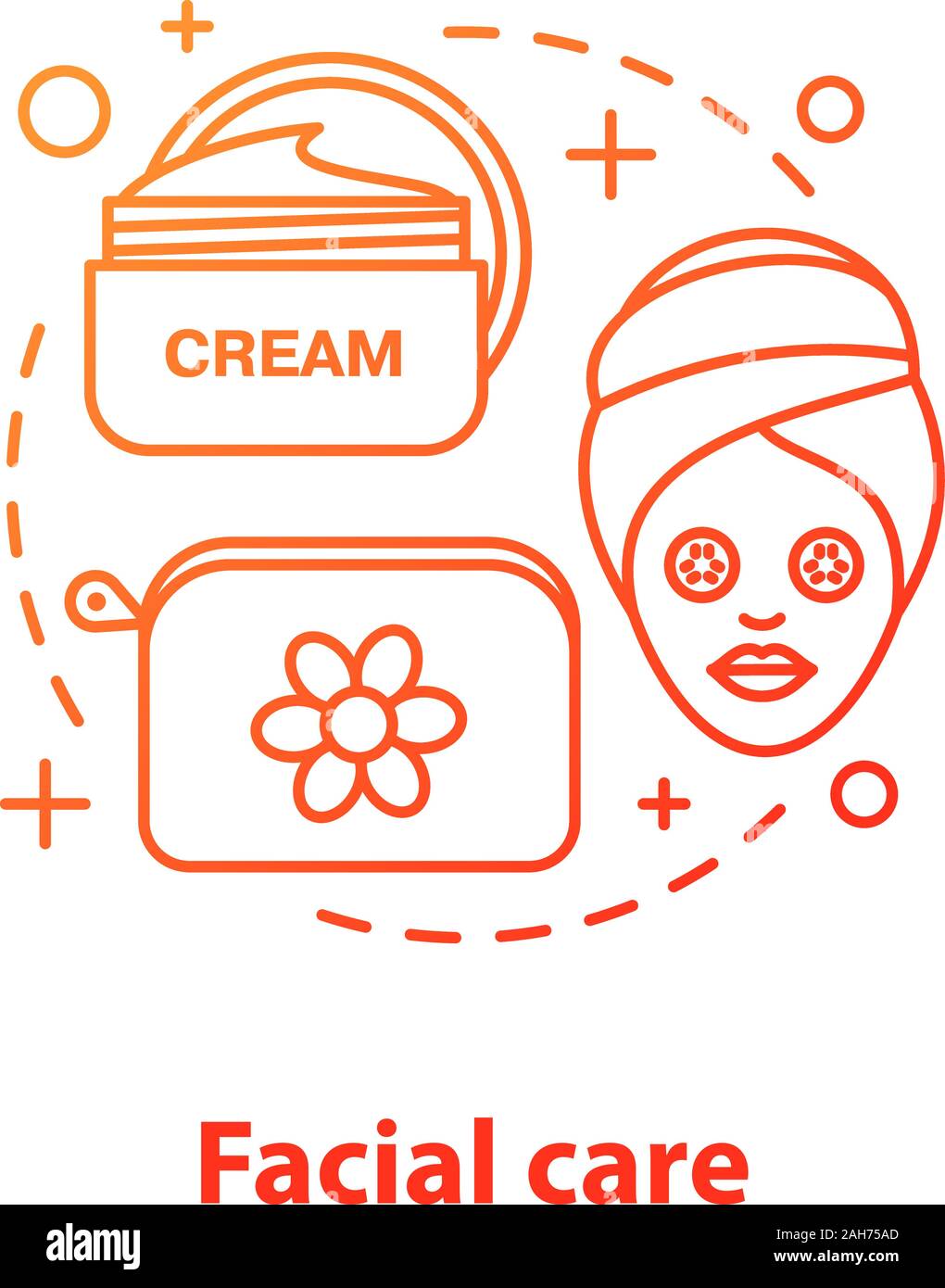 Facial care concept icon. Cosmetics idea thin line illustration. Care ...
