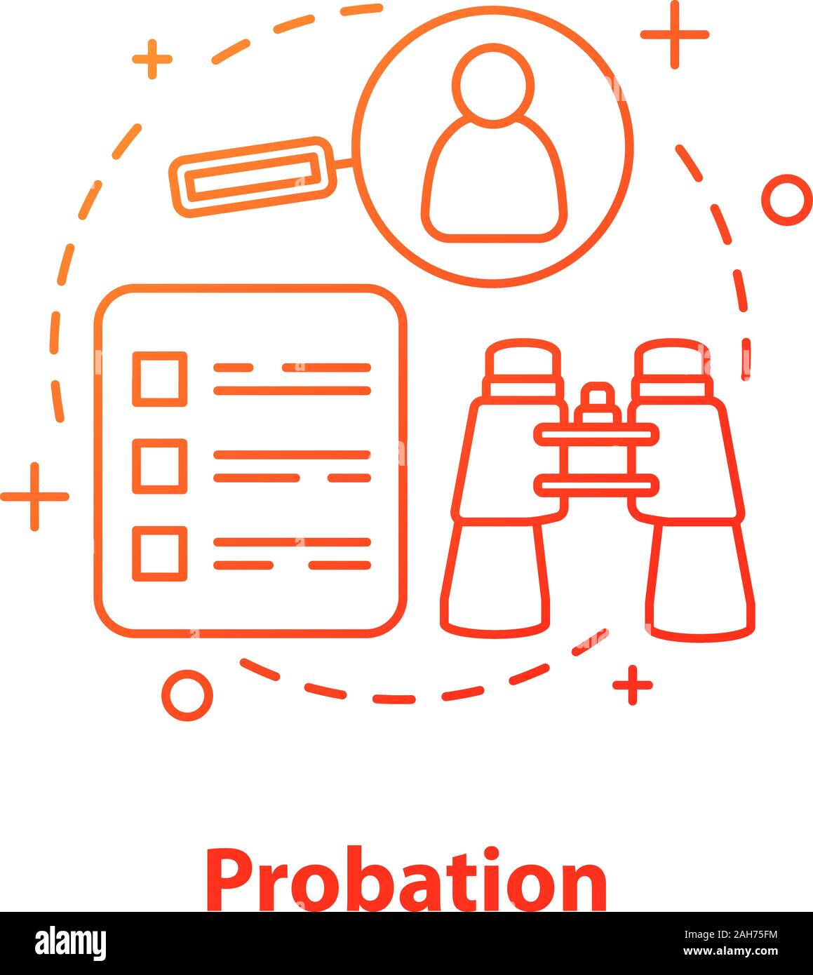 Probation concept icon. Trial period idea thin line illustration. Staff ...