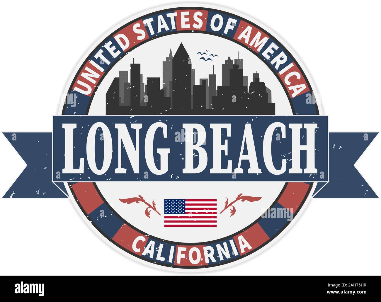 Long beach city skyline illustration Stock Vector Images - Alamy