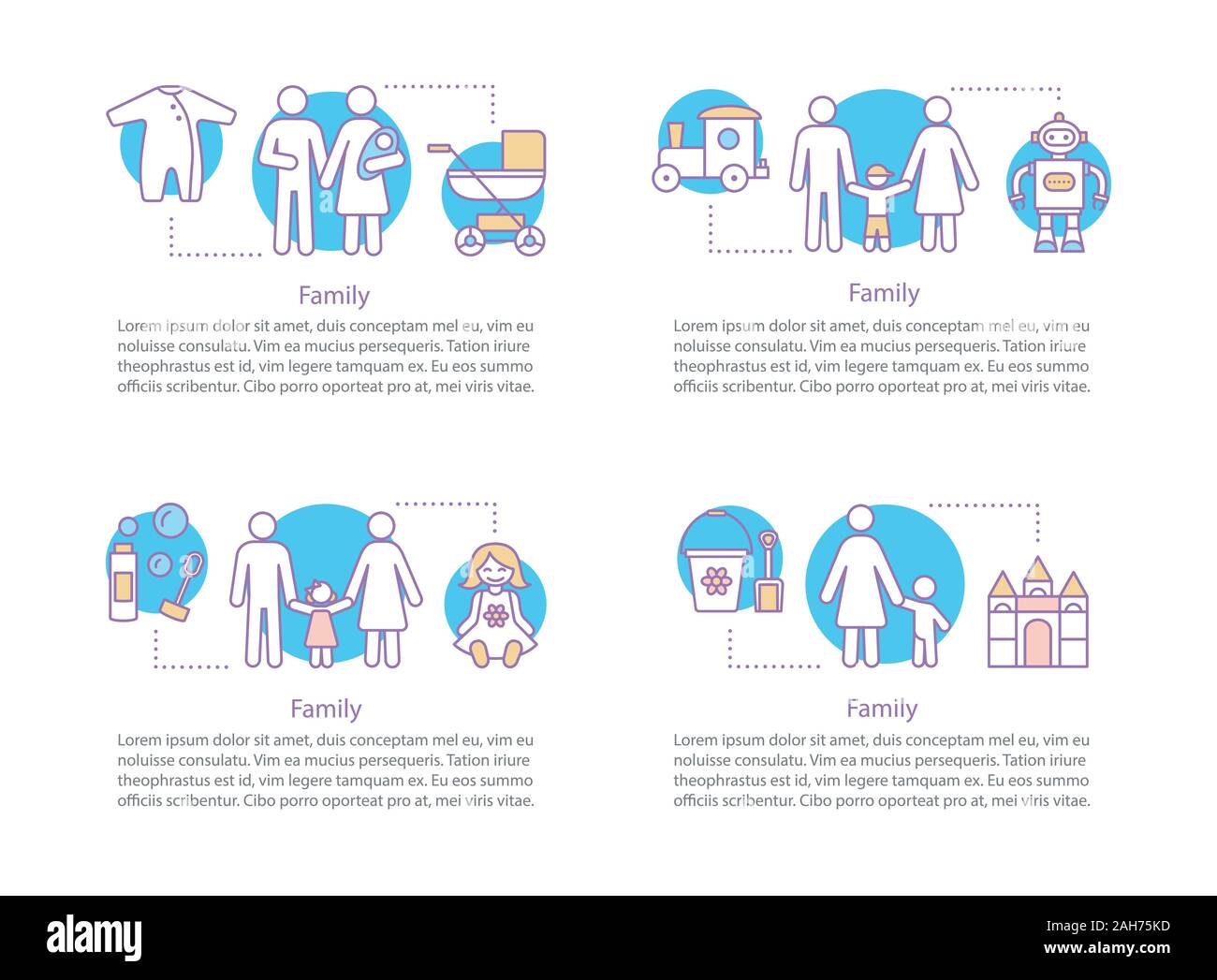 Family concept icons. Childcare idea. Parenthood. Parents. Thin line ...