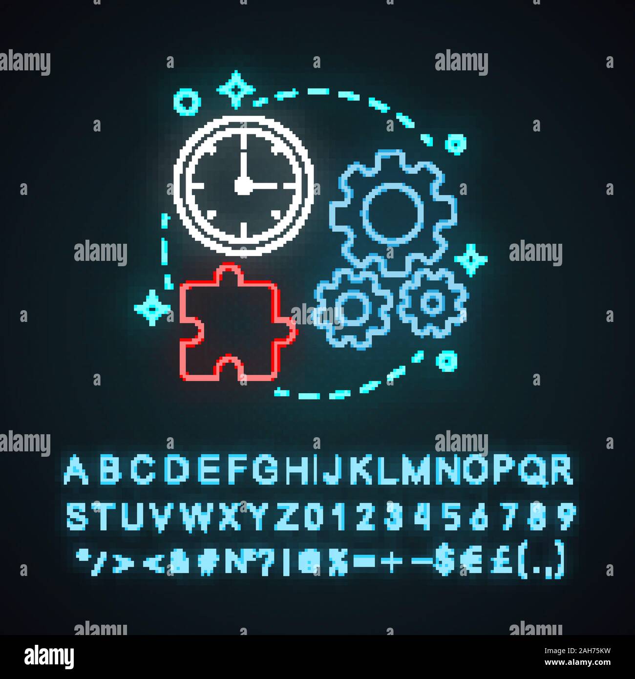 Project management neon light concept icon. Efficiency idea. Time ...