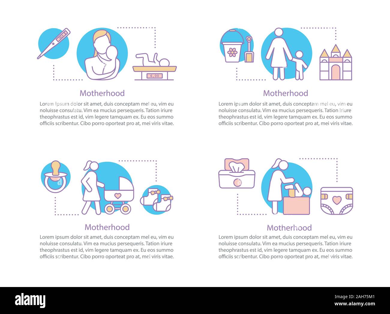 Motherhood concept icons. Mother with newborn baby. Childcare idea ...