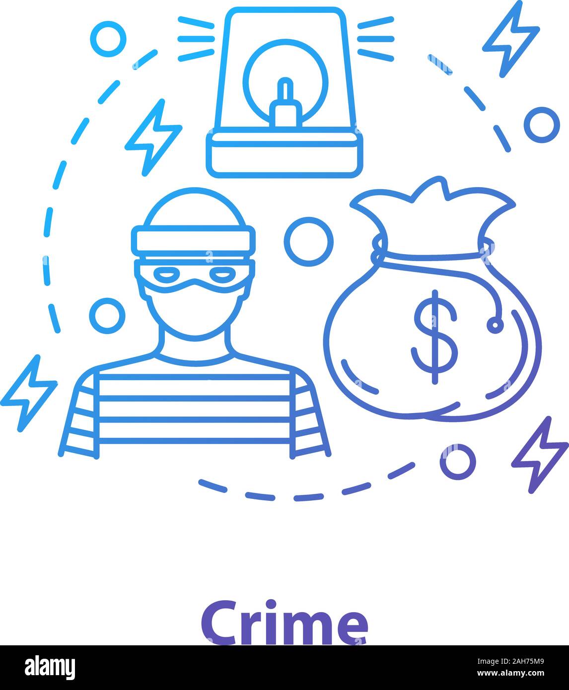 Crime concept icon. Offender, burglar idea thin line illustration ...