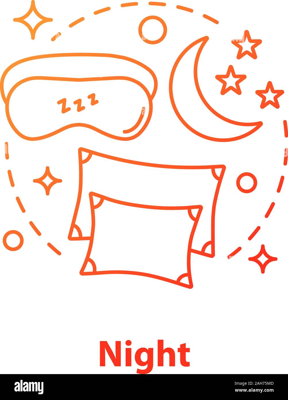 Night concept icon. Sleeping time idea thin line illustration. Vector ...