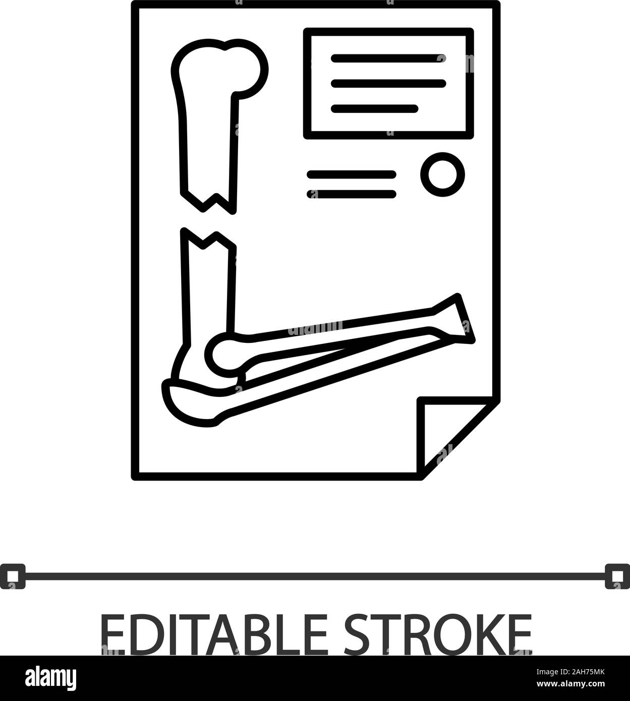 Bone fracture diagnosis linear icon. X-ray diagnostics. Thin line illustration. Broken arm ...