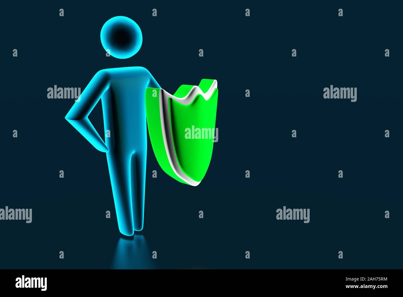 3d man businessman holds green shield. Insurance, protection from ...