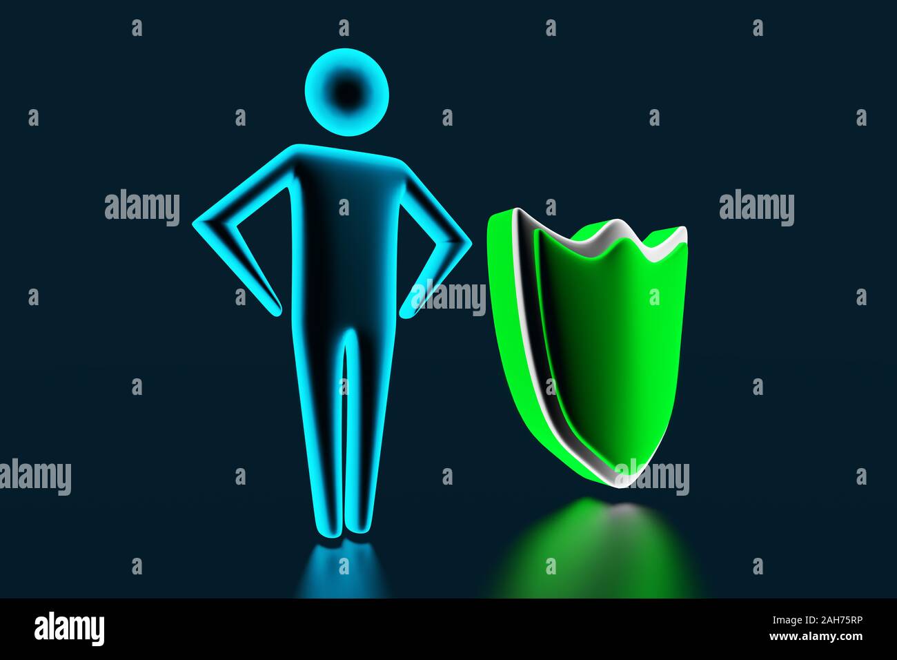 3d man businessman holds green shield. Insurance, protection from ...