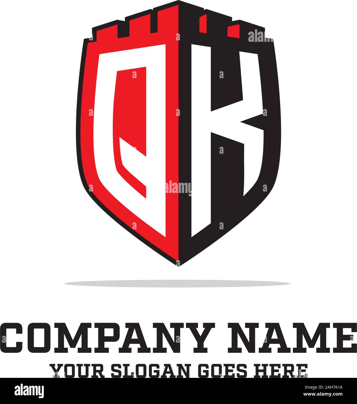 Q K initial logo designs, shield logo template, letter logo ...