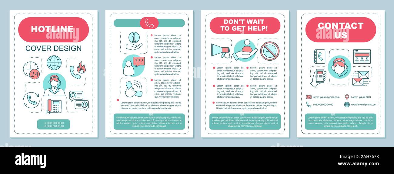 Hotline brochure template layout. Emergency service. Information center ...