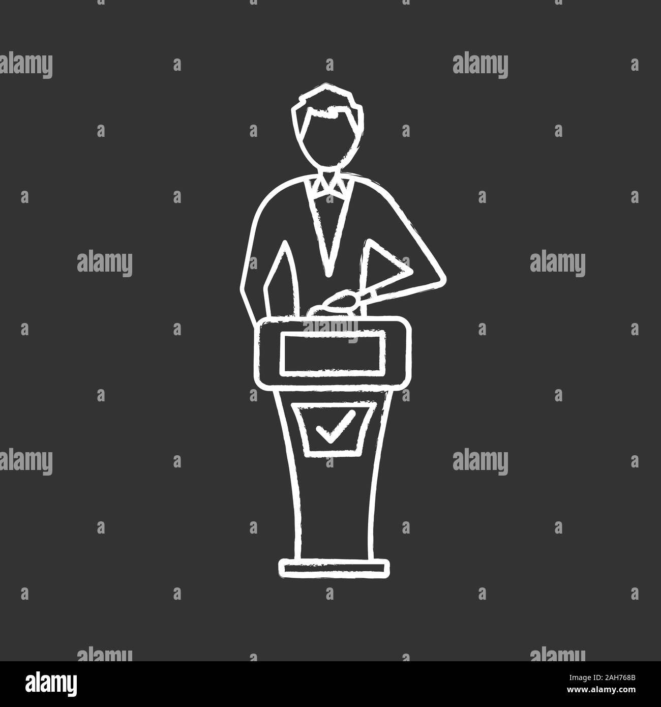 Quiz show chalk icon. Right answer. Player of intellectual game. Man ...