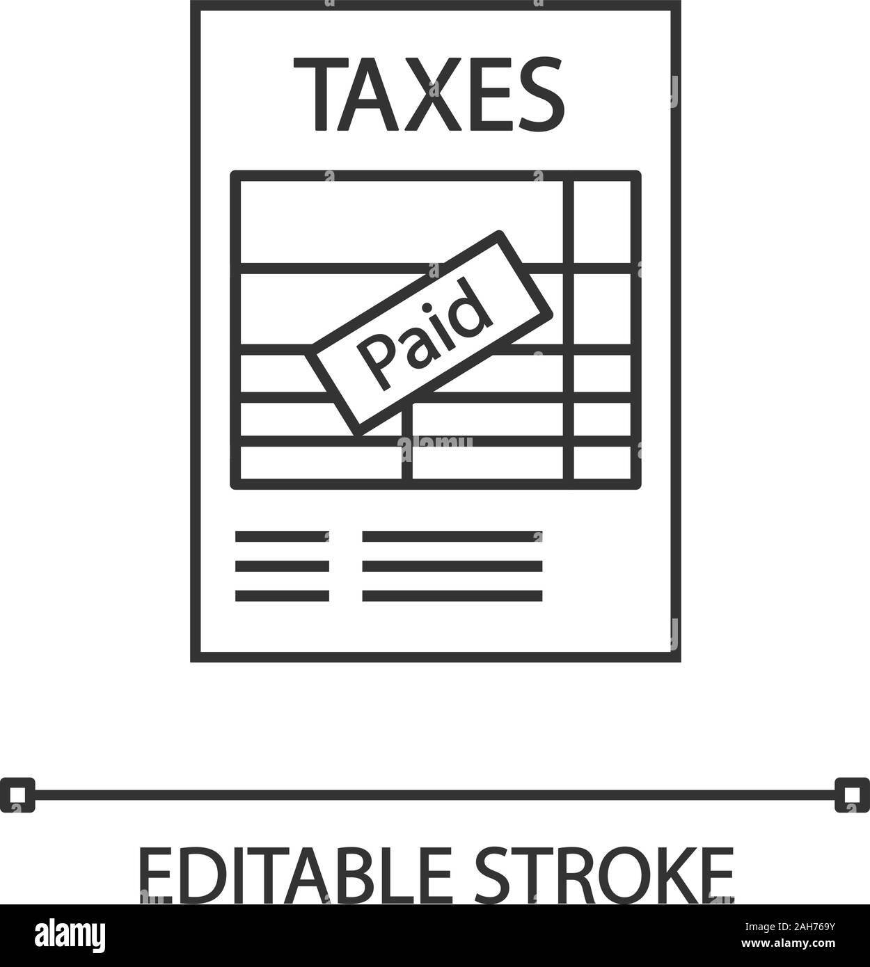 Tax return linear icon. Thin line illustration. Tax reporting ...