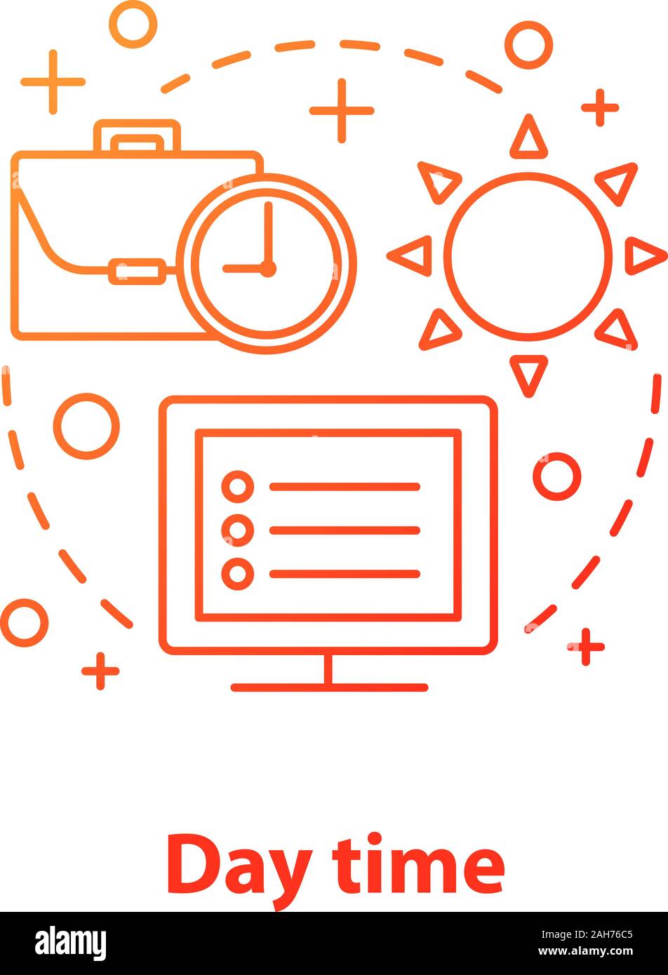 Day time concept icon. Working hours idea thin line illustration. Noon ...