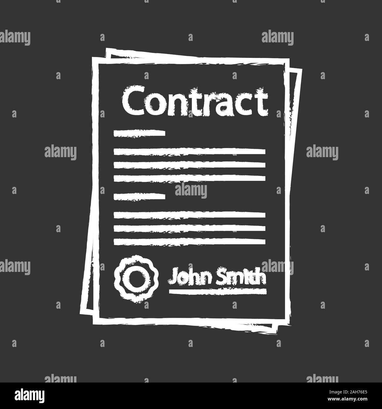 Contract auditing chalk icon. Agreement. Business deal. Signed contract ...
