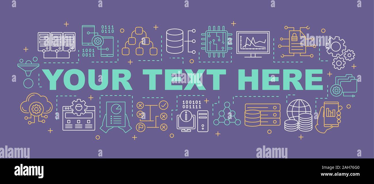 Data analysis word concepts banner. Big data. Machine learning algorithms. Databases and servers ...