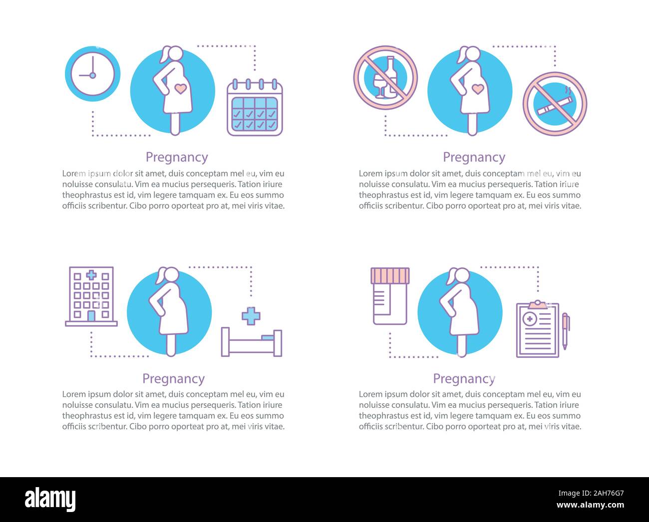 Pregnancy concept icons. Pregnant woman. Waiting for baby idea. Thin ...