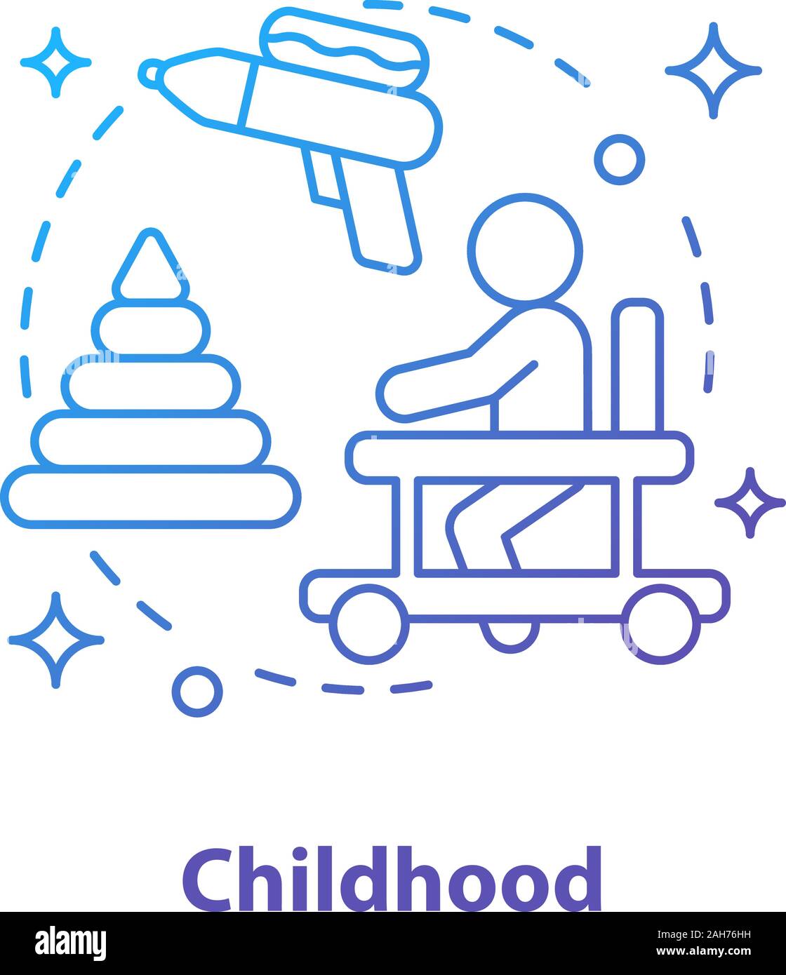 Childhood concept icon. Toddler idea thin line illustration. Kids toys ...