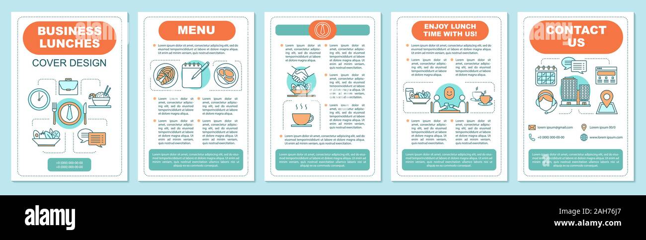 Business lunch brochure template layout. Successful partnership, deal ...