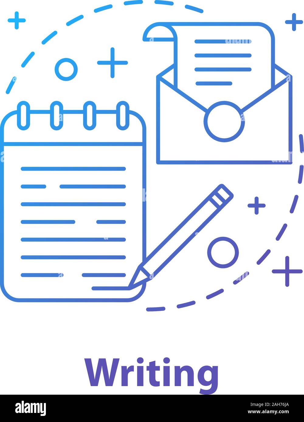 Writing concept icon. Taking notes, writing letter. Handwriting idea ...