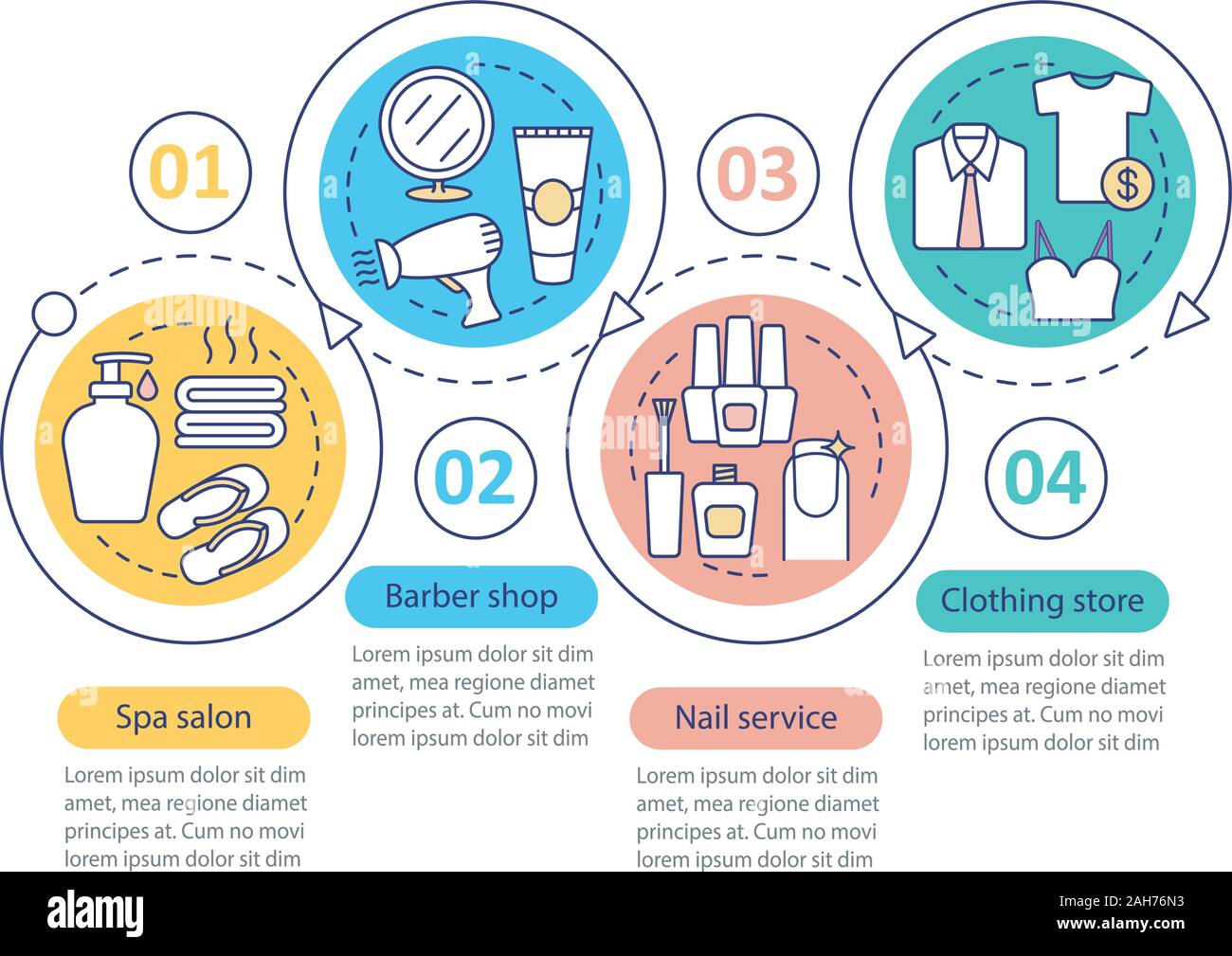 Beauty services vector infographic template. Manicure, barbershop, spa ...