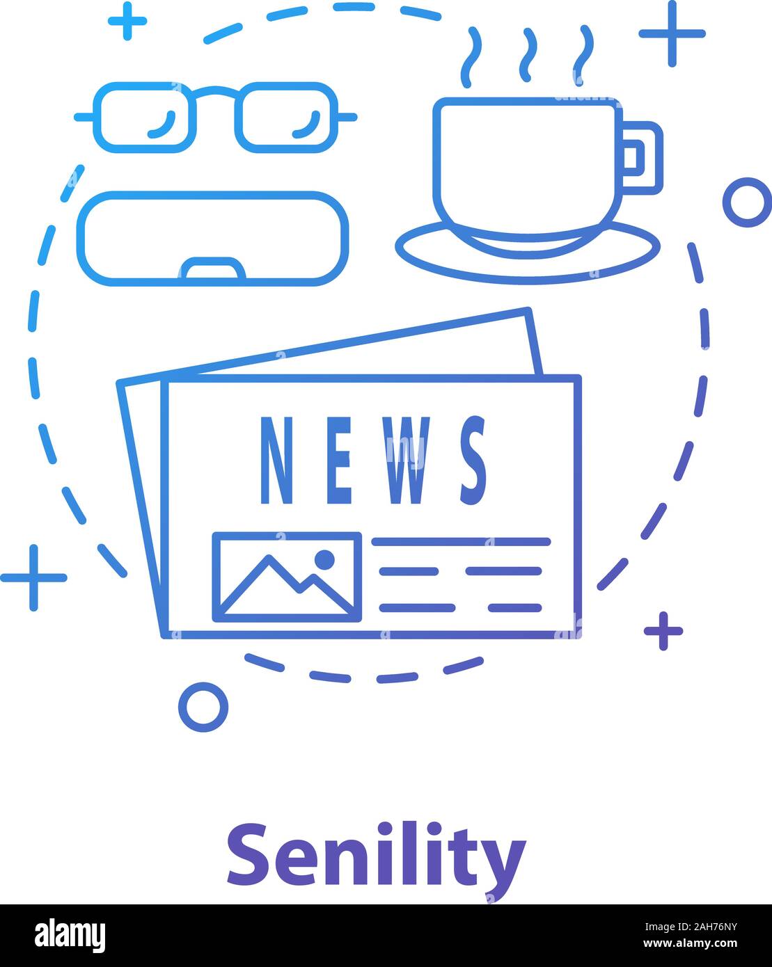 Senility concept icon. Elderly idea thin line illustration. Newspaper ...