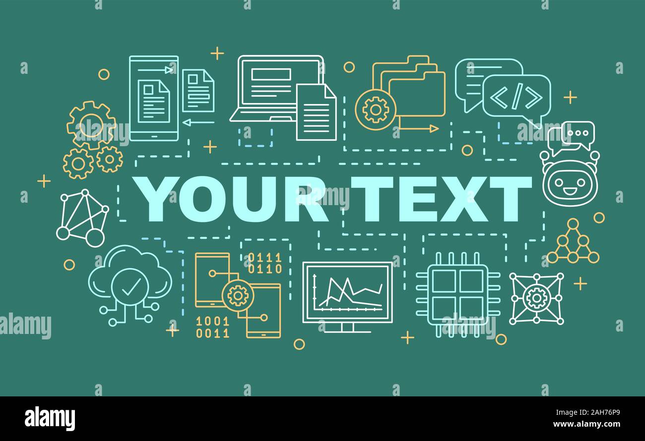 Computing word concepts banner. PC system. Big data. Hardware and ...