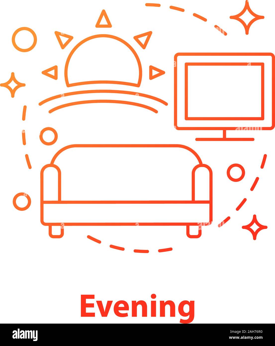 Evening concept icon. After work idea thin line illustration. Rest ...