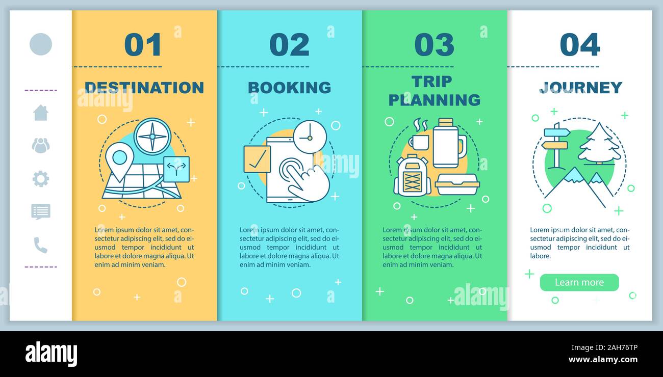 Travel organization onboarding mobile web pages vector template. Trip ...