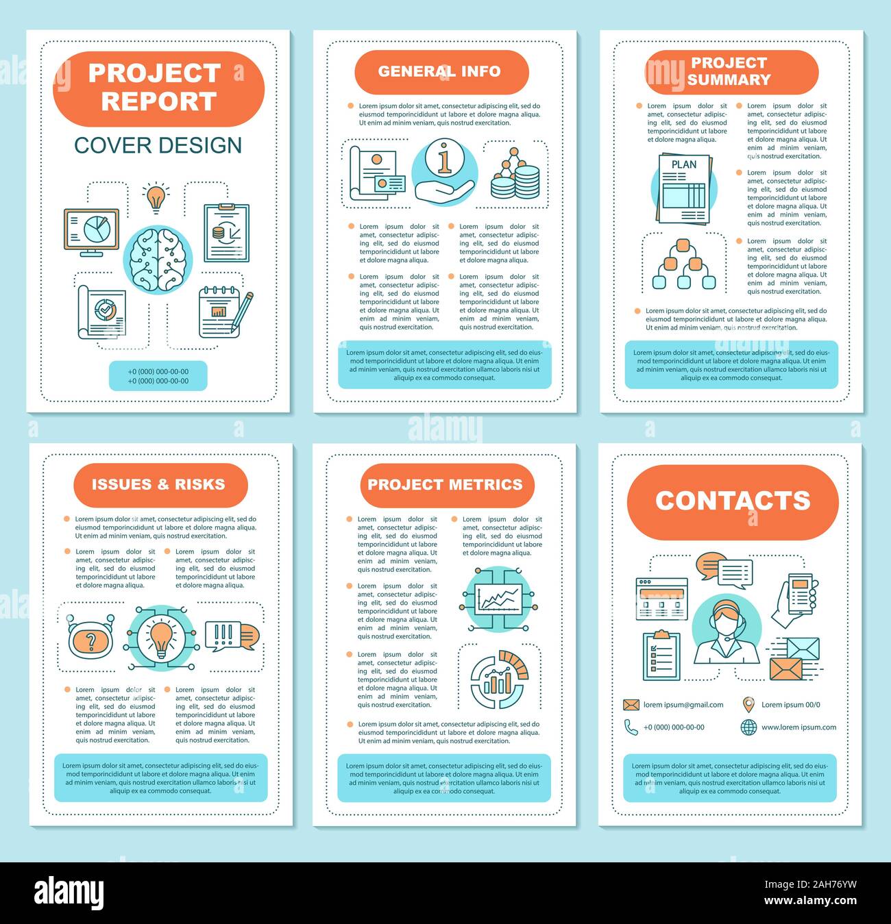 Project report brochure template layout. Auditing. Flyer, booklet, leaflet print design with ...