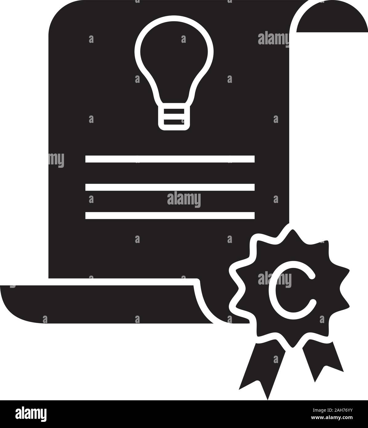 Intellectual property and copyright glyph icon. Idea patent. Invention ...