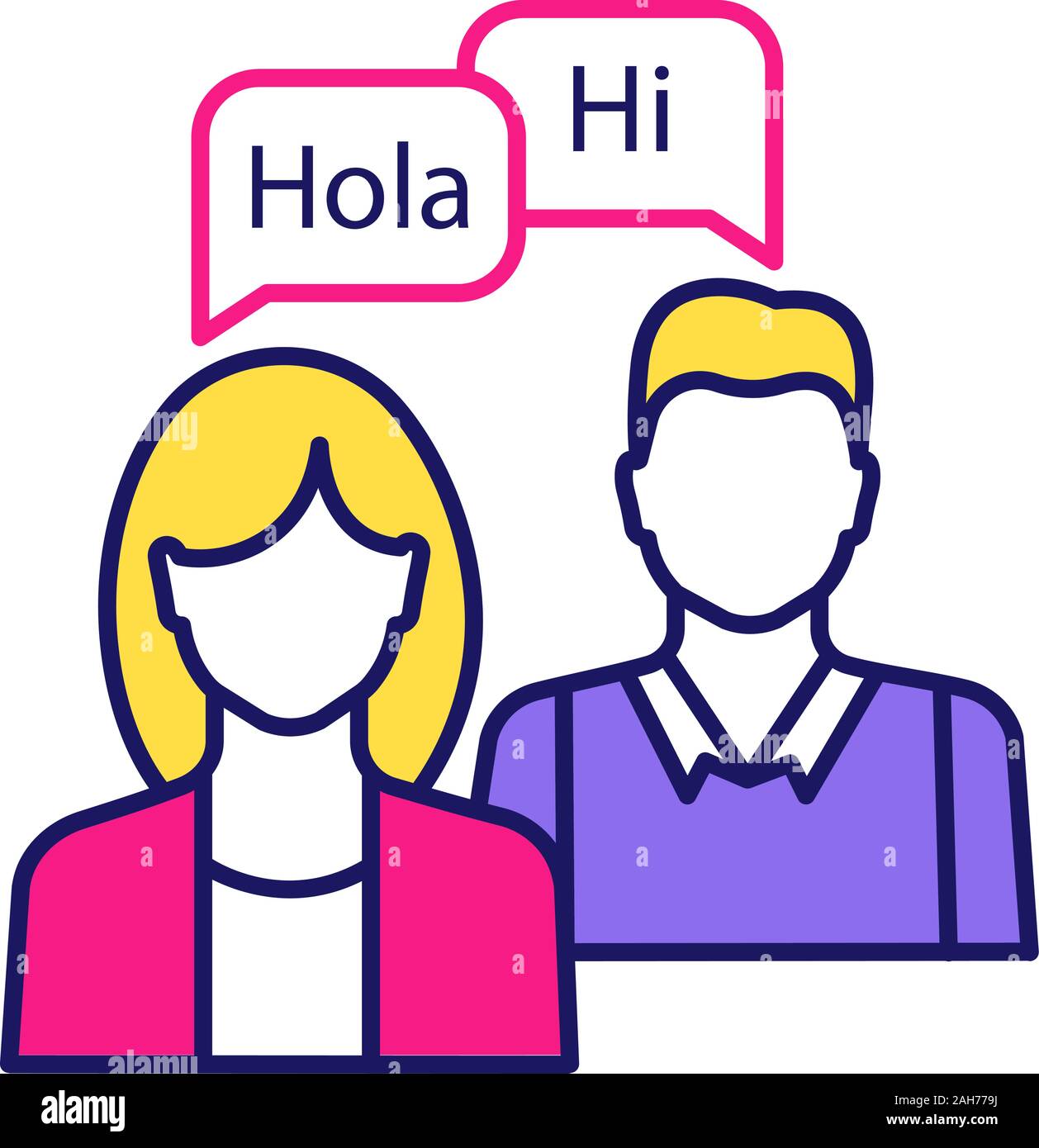 Language practice color icon. Interpretation and translation. Practical ...