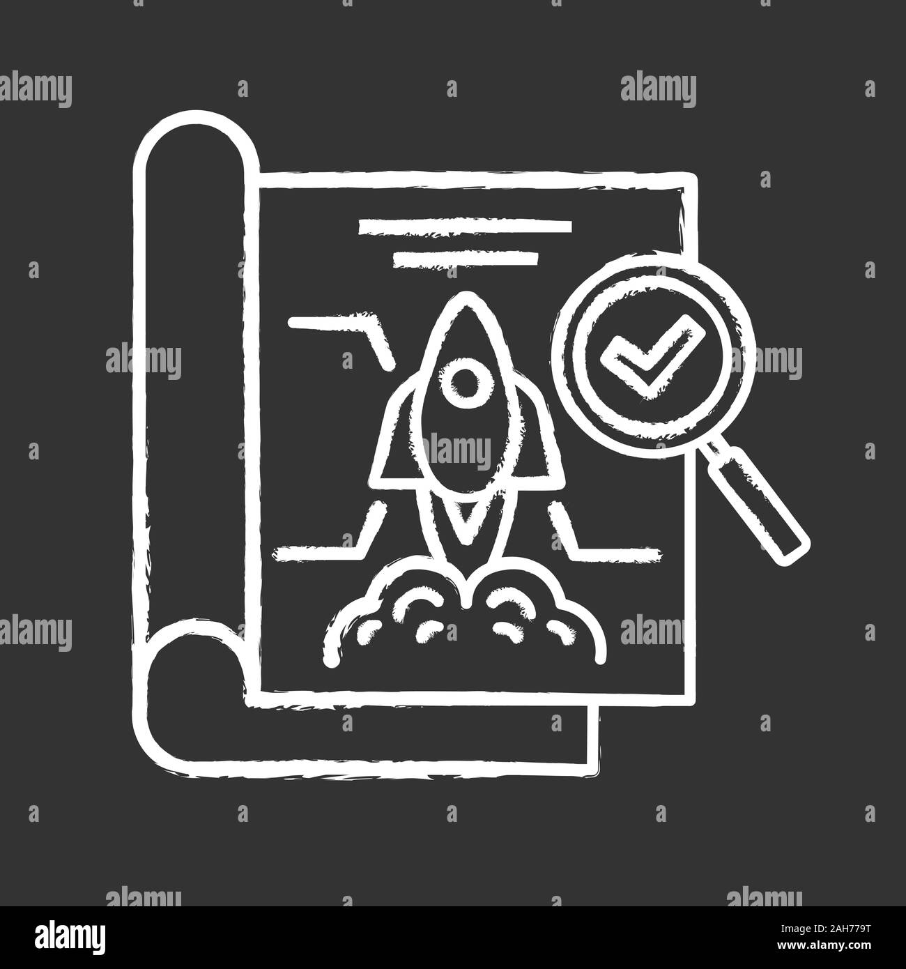 Project auditing chalk icon. Financial inspection of project management ...