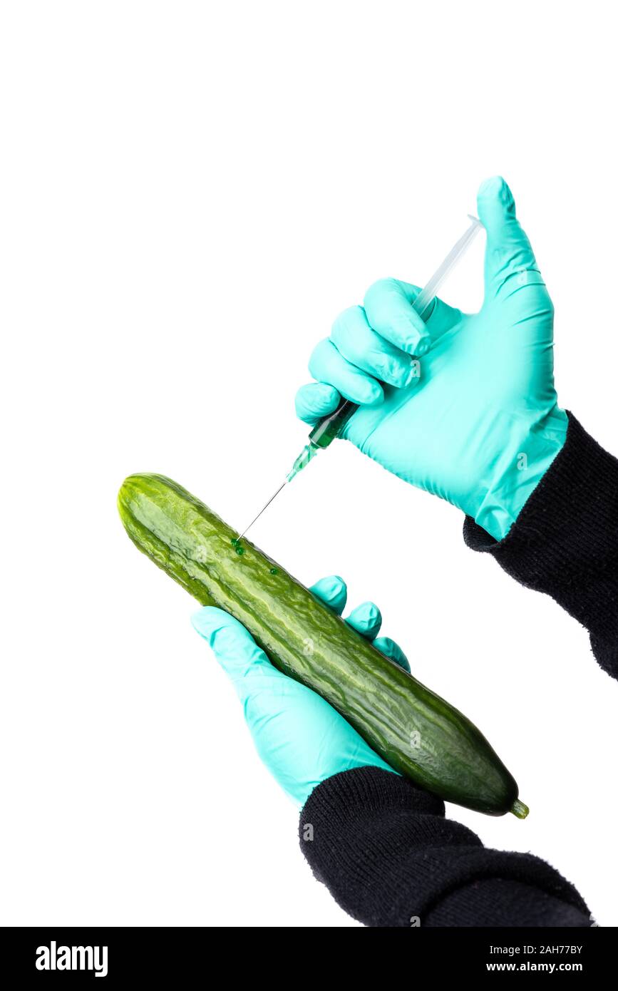 Human being injected green chemicals into ripe cucumber, pesticides and ...