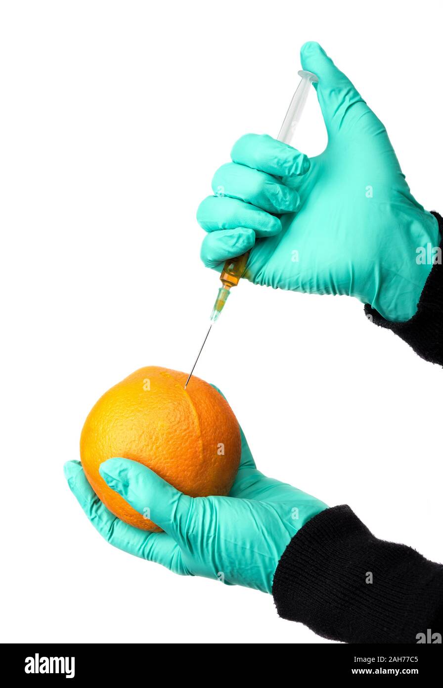 Human being injected chemicals into ripe orange, pesticides and ...