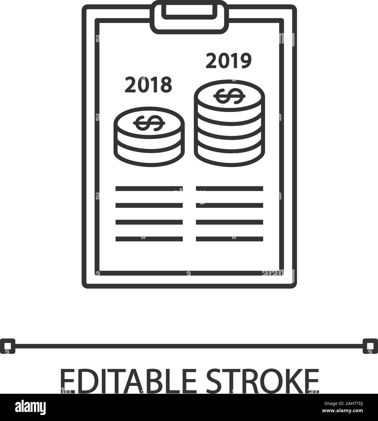 Annual report linear icon. Profit and loss report. Financial statement ...