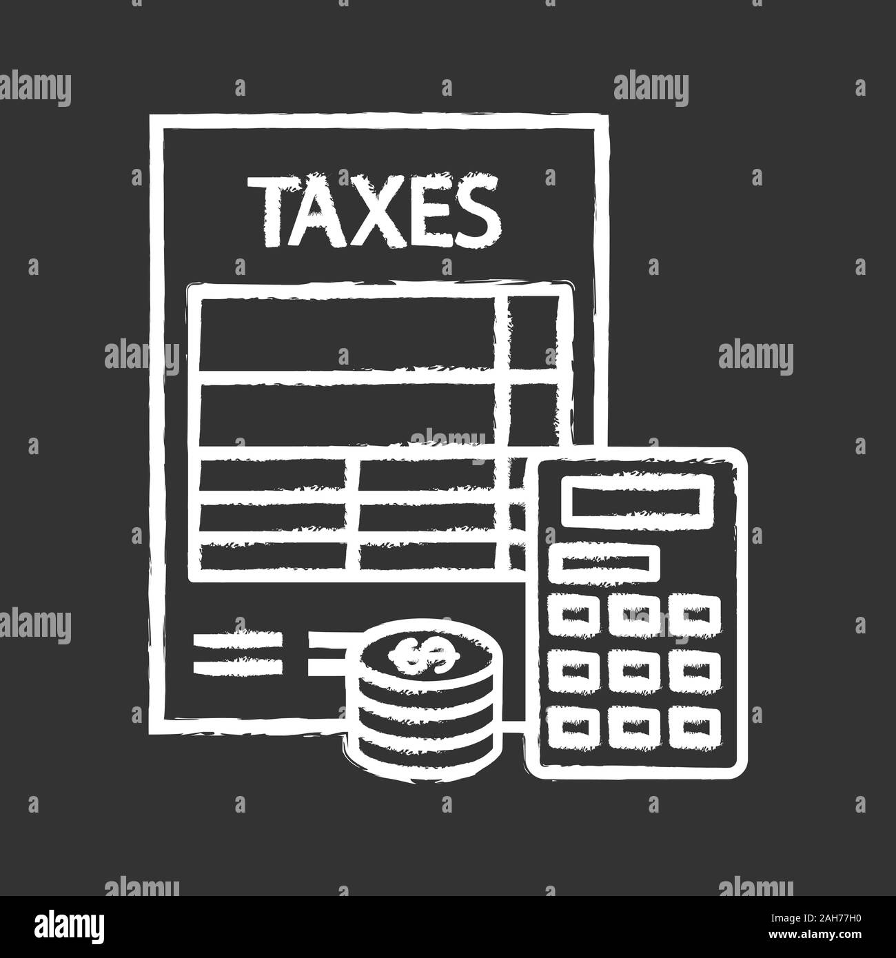 Tax accounting chalk icon. Financial statement. Tax return and ...